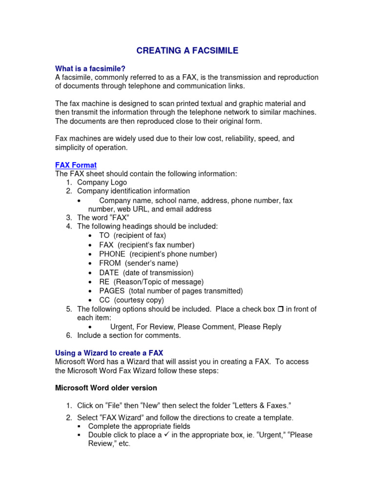 Creating A Facsimile | PDF | Fax | Software