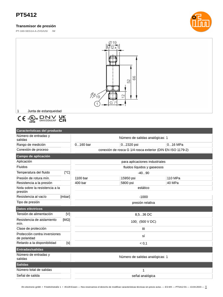 Datasheet PT5412 | PDF | Cantidades fisicas | Física Aplicada e ...