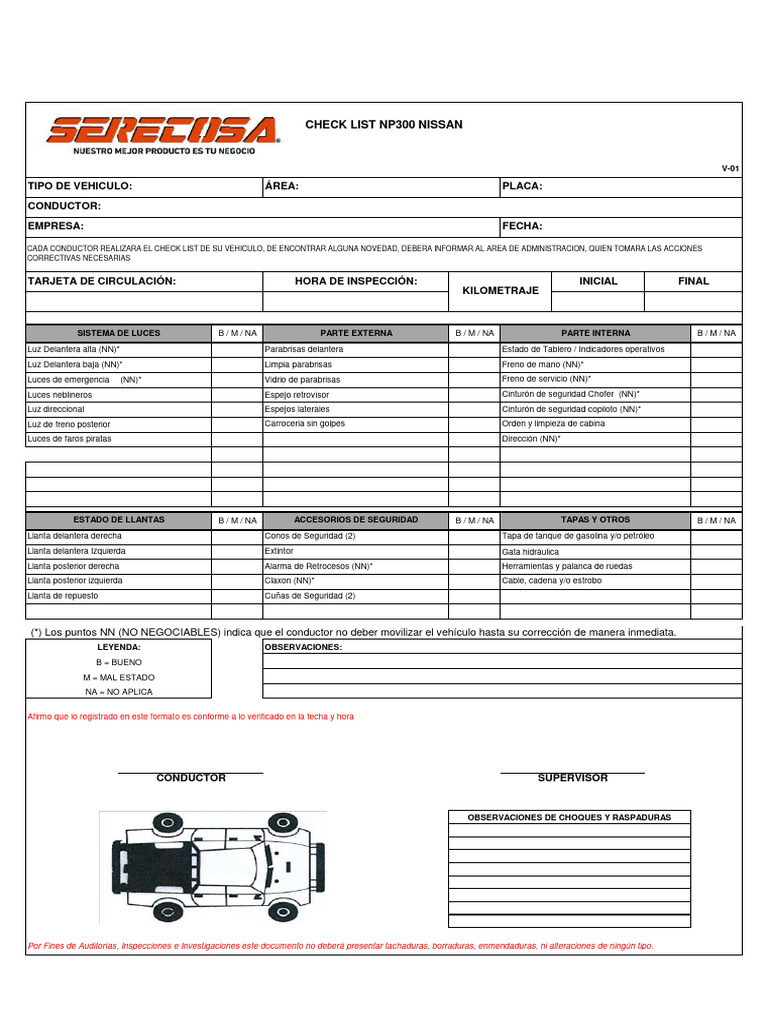 check list NP300 nissan | PDF | Vehículos | Vehículo de motor
