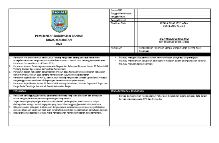 Lembar Pengesahan SOP Konstruksi | PDF