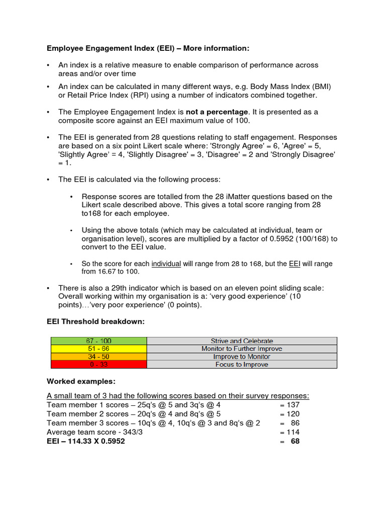 Employee-Engagement-Index and Calulation | PDF | Body Mass Index ...