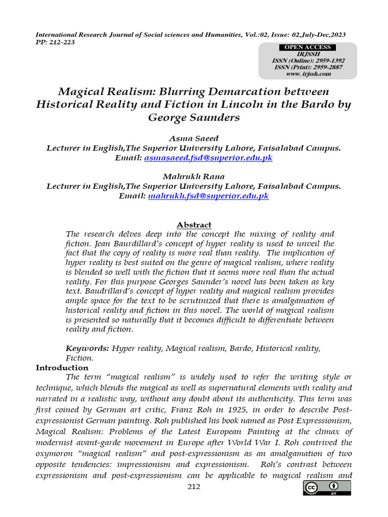 Magical Realism Blurring Demarcation Between Historical Reality and ...
