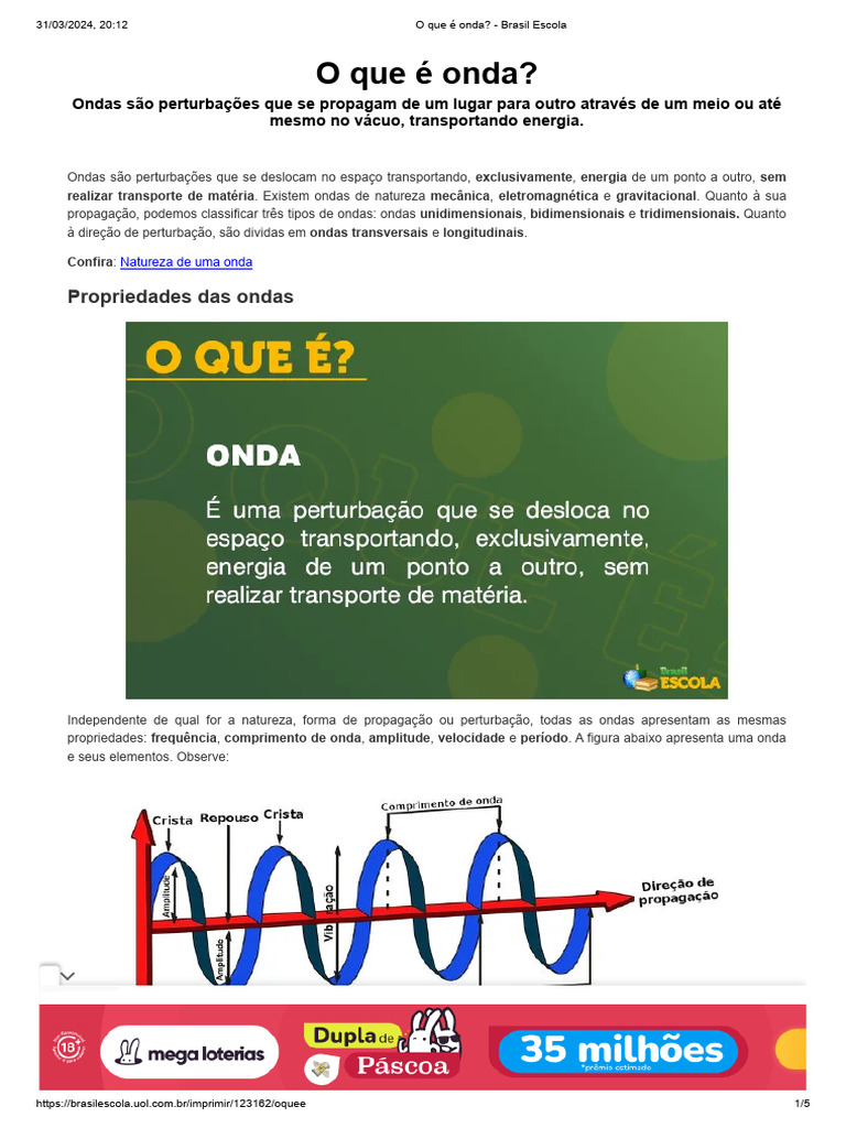 O Que É Onda - Brasil Escola | PDF | Ondas | Frequência