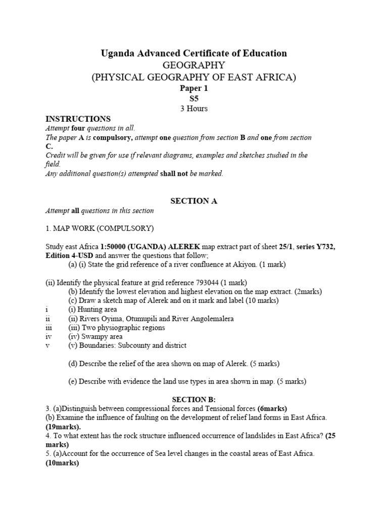 Uace Geography Paper 1 | PDF | Science & Mathematics