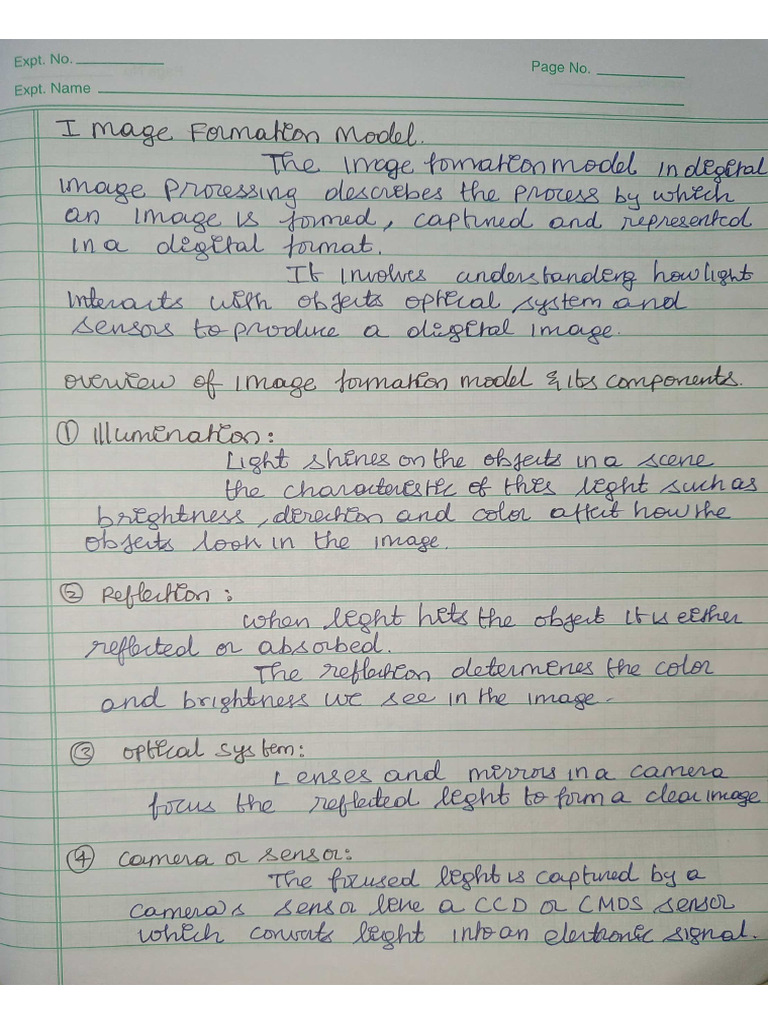 ASWIN TS CV Unit 2 Image Formation Model | PDF