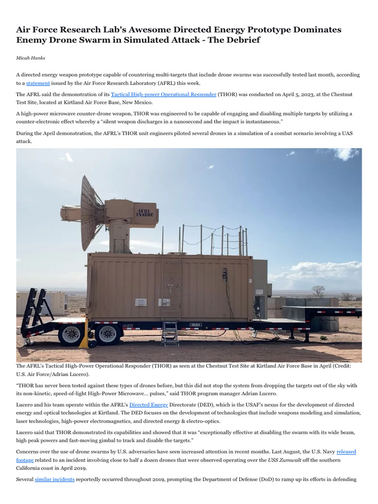 Air Force Research Lab's Awesome Directed Energy Prototype Dominates ...