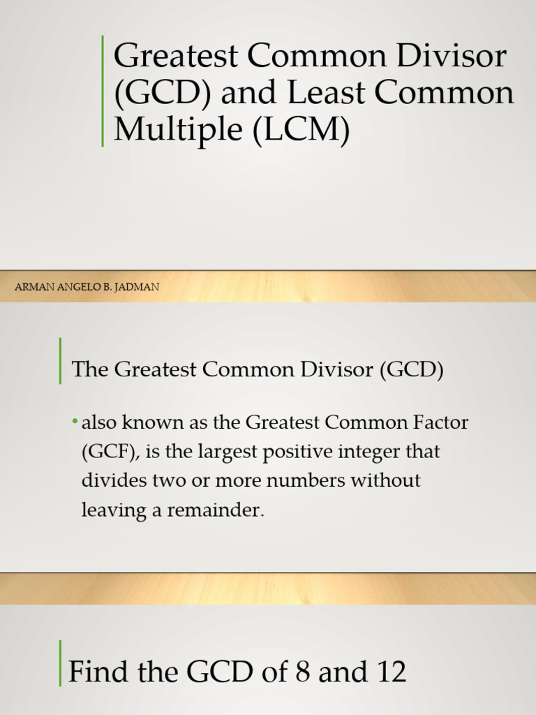 Greatest Common Divisor Gcd And Least Pdf