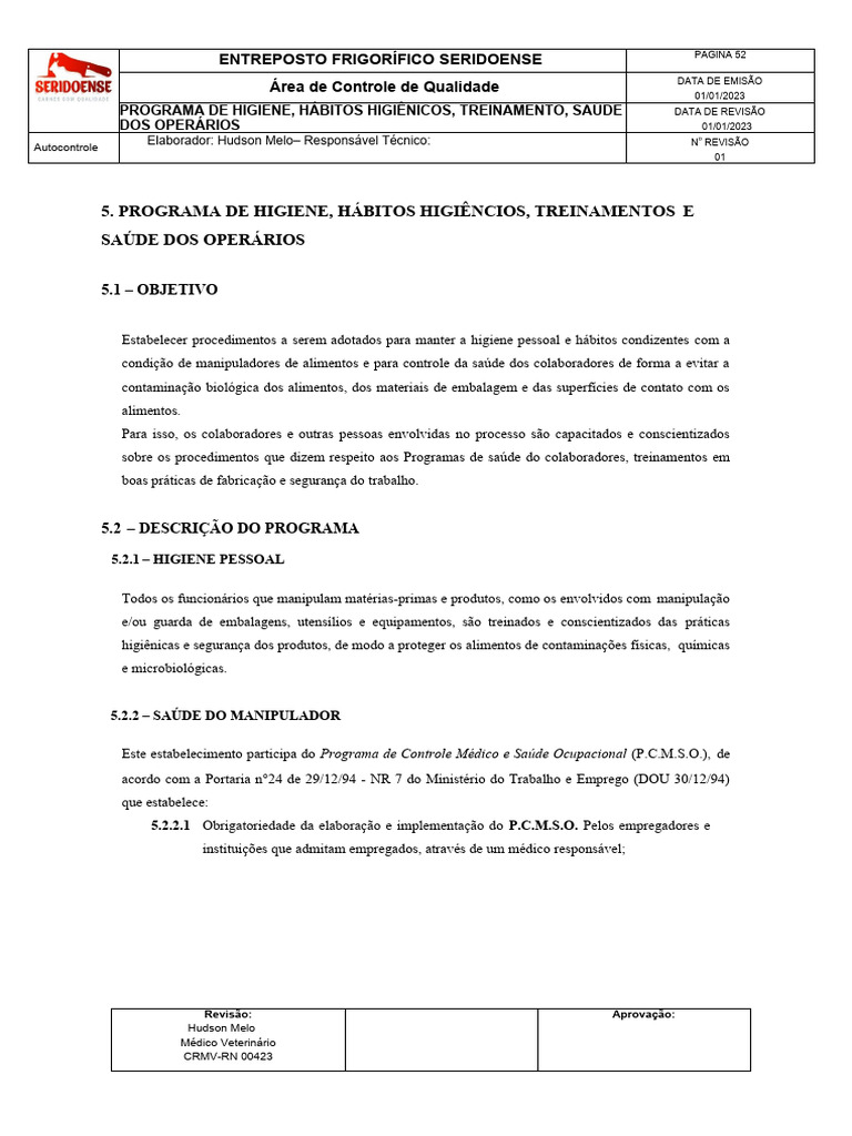 Pac 5 - Higiene Industrial e Operacional (Ppho) Habitos Higienicos e ...
