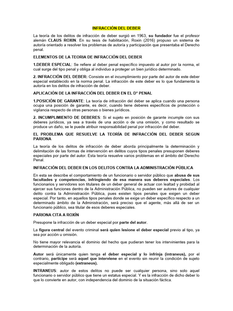 Infracción Del Deber | PDF | Derecho penal | Justicia