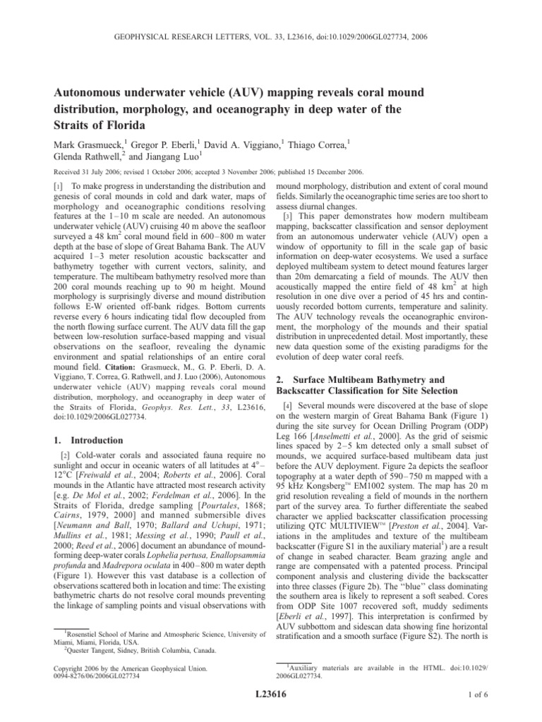 Geophysical Research Letters - 2006 - Grasmueck - Autonomous Underwater ...