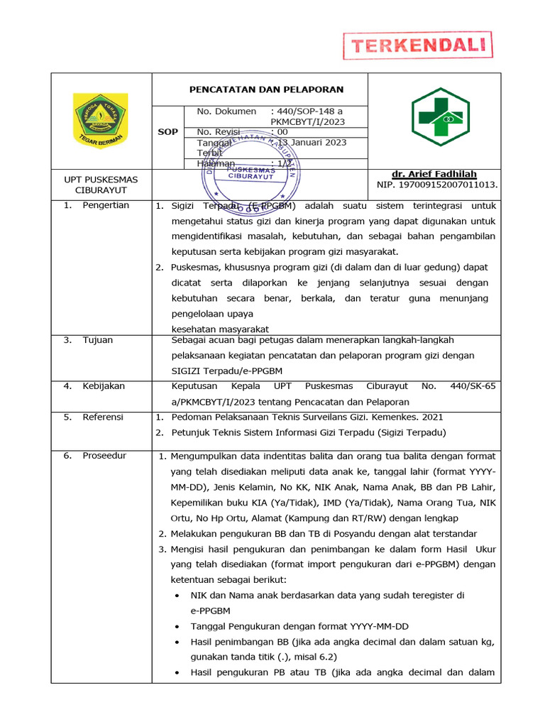 SOP Pencatatan Dan Pelaporan Prog Gizi | PDF | Bisnis SOP Pencatatan Dan Pelaporan Prog Gizi | PDF | Bisnis