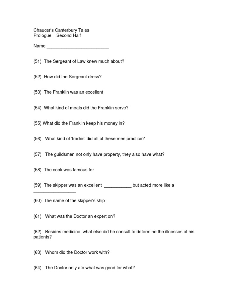 Chaucer's Canterbury Tales Prologue Part 2 | PDF | The Canterbury Tales
