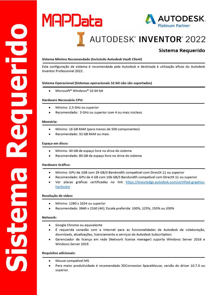 Sistema Requerido Inventor Professional 2022 | PDF | Microsoft Windows ...