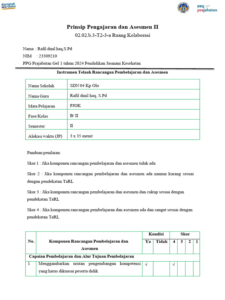 T2-3a Ruang Kolaborasi Asesmen-Asesmen-rafil Dinil Haq | PDF