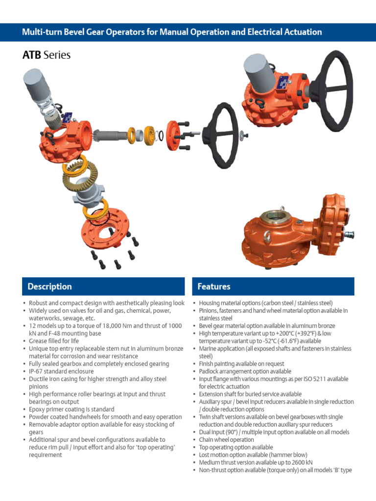 Brochure Atb A Type Standard Thrust Multi Turn Bevel Gear Operators For ...
