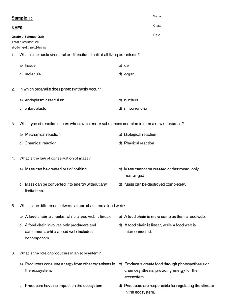 Grade 9 Science Quiz With AK NAFS | PDF | Dominance (Genetics) | Cell (Biology)