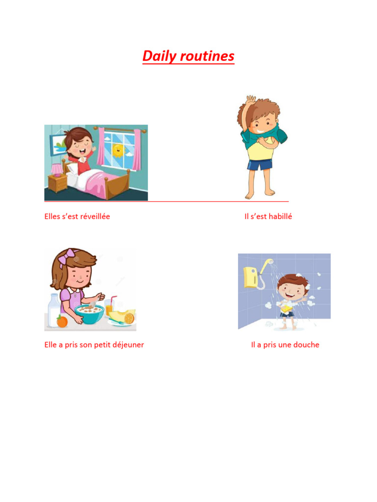 Routines quotidiennes et verbes clés | PDF | Arts du langage et discipline