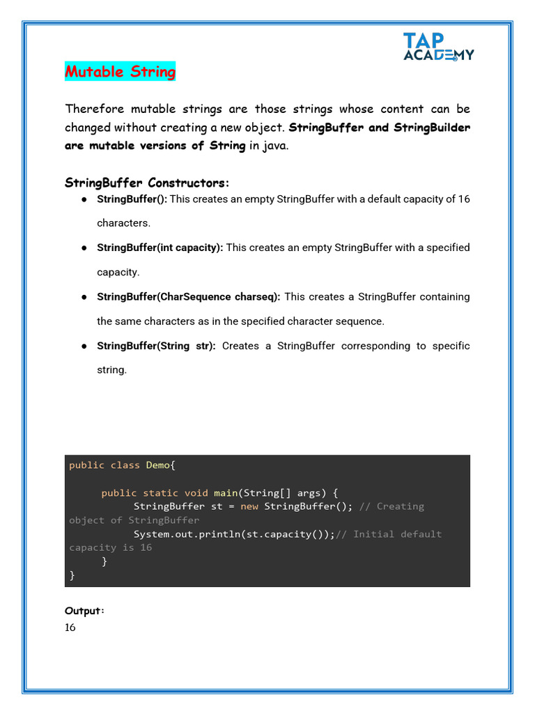 Java StringBuffer Overview | PDF | String (Computer Science ...