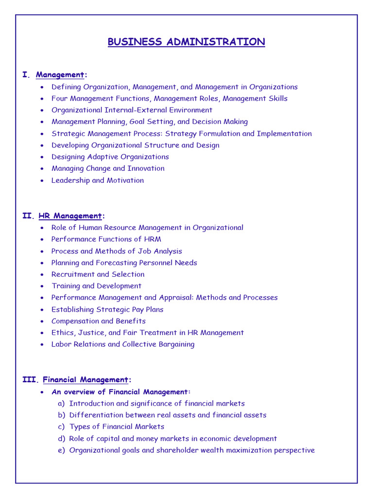 Comprehensive Business Administration Guide | PDF | Capital Budgeting ...