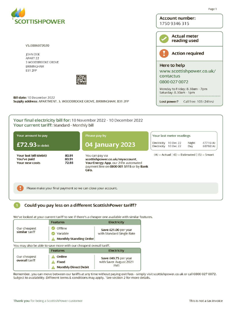 UK Bill Scottish Power | PDF