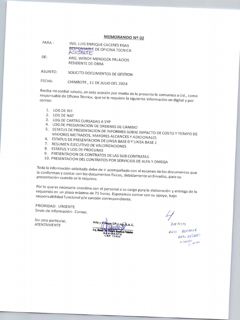 Cargos - Memorando | PDF