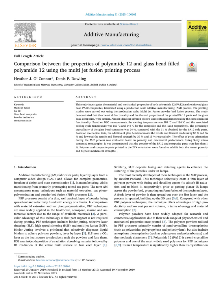 Comparison Between The Properties of Polyamide 12 and Glass Bead Filled ...