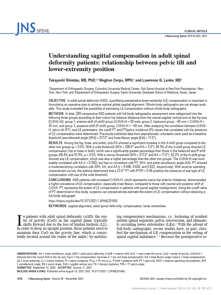 J Neurosurg Spine Article p616 | PDF | Hip | Vertebral Column