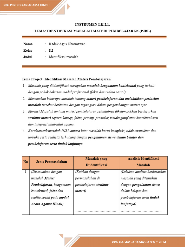 LK 2.1 - Identifikasi Penyebab Masalah Materi Pembelajaran (MODUL PROFESIONAL 1 - PJBL) Rev2 ...