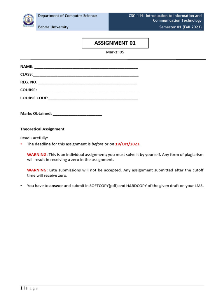 ICT Assignment: Computer Systems Basics | PDF | Central Processing Unit | Random Access Memory