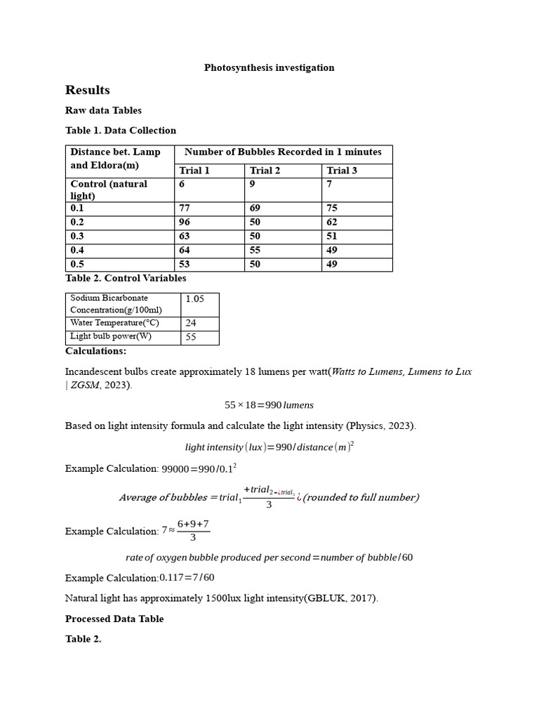 Photosynthesis Investigation | PDF | Photosynthesis | Accuracy And ...
