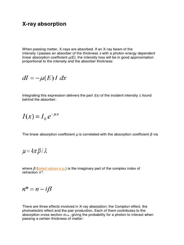 X-ray Absorption and Techniques | PDF | Electron | X Ray