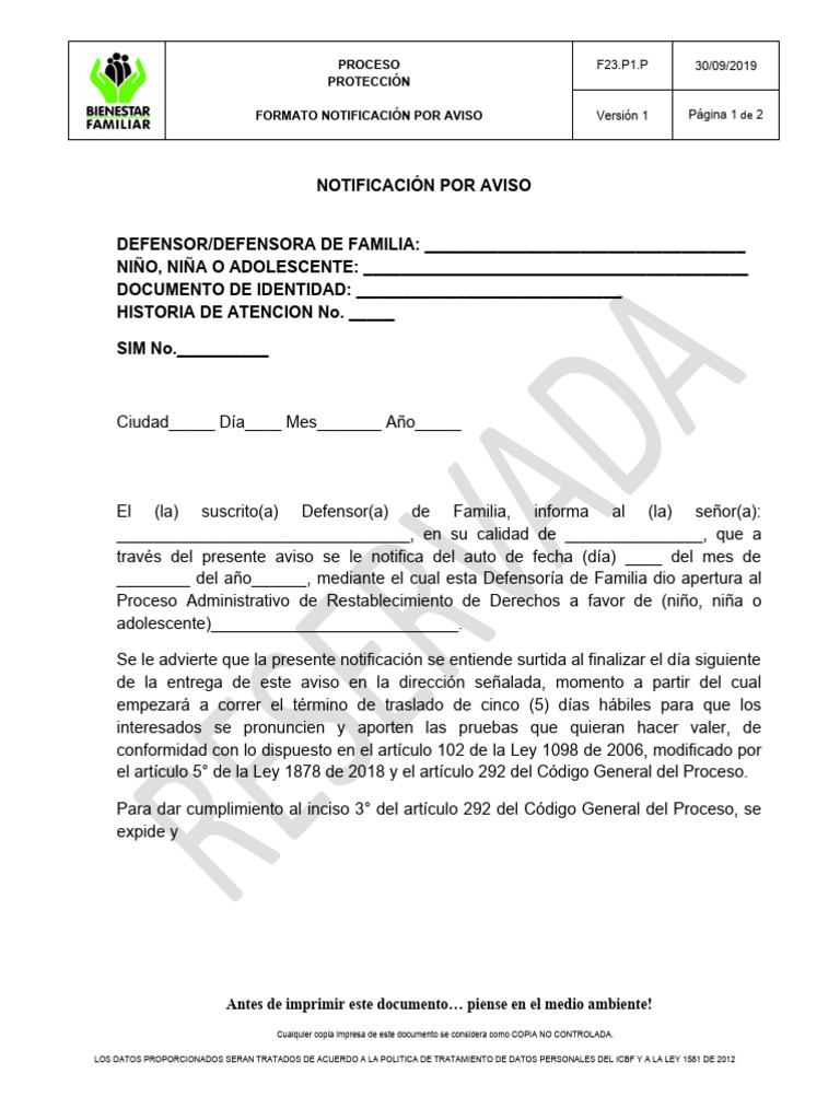 Formato Notificación por Aviso | PDF