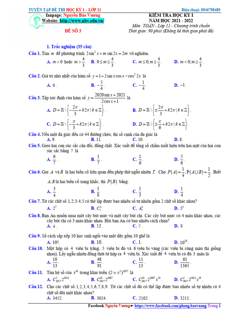 HK1-11-Đề số 3 | PDF