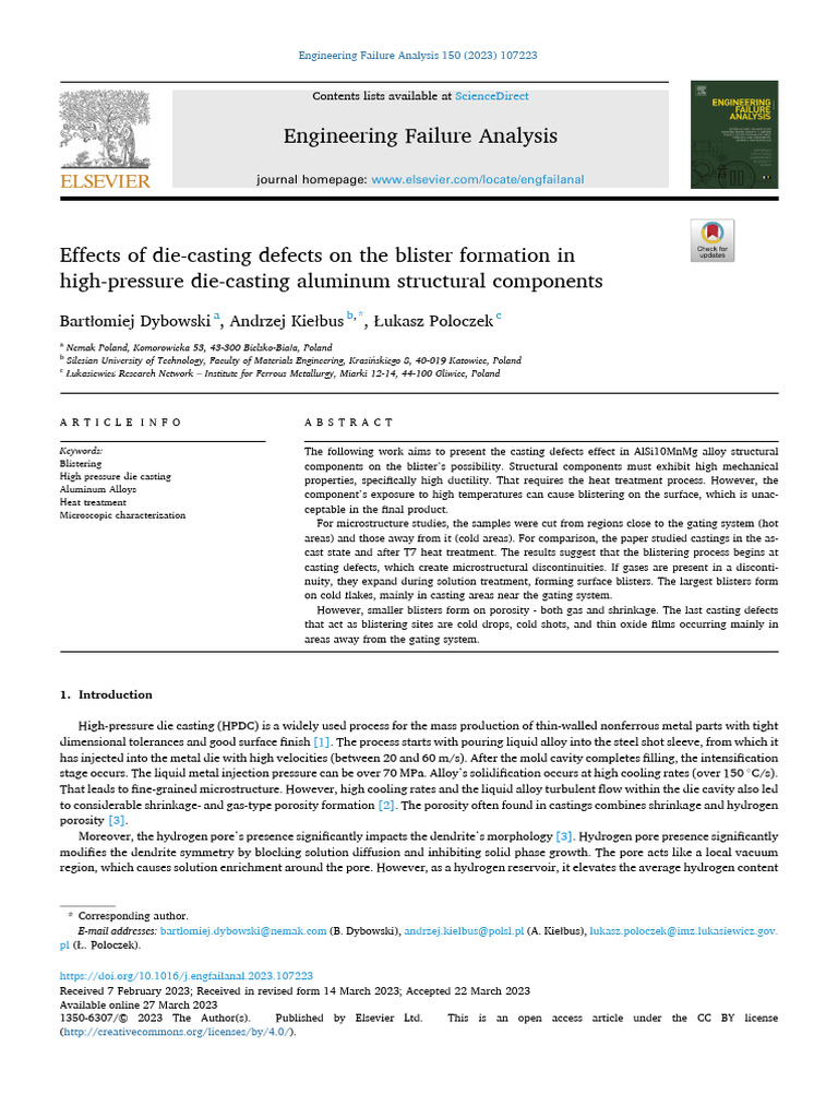 Effects of Die Casting Defects Ond The Blister Formation in HPDC Die ...