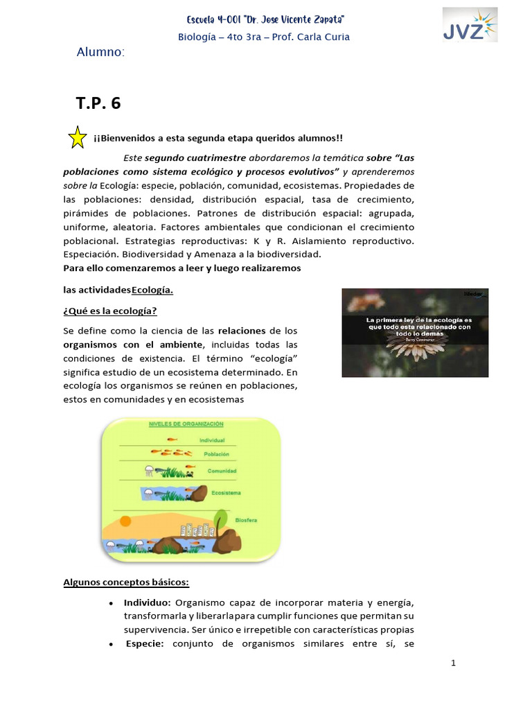 Tp6 Ecología | PDF | Habitat | Nicho ecológico