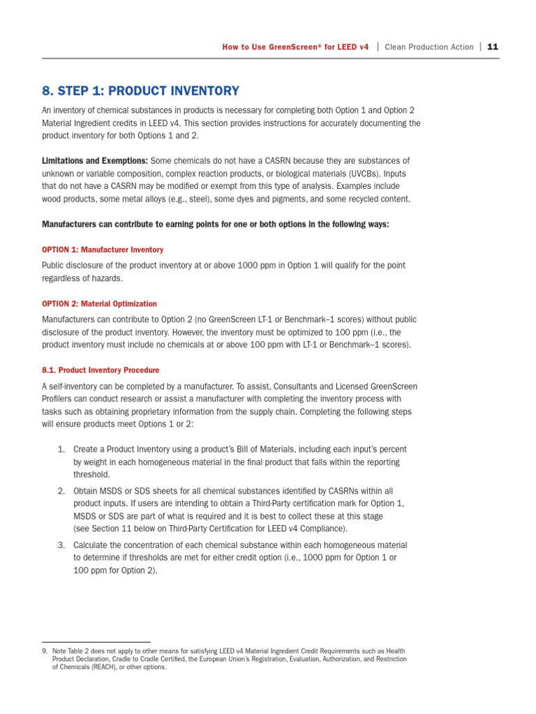 Cpa Gs Leed Report Pg-11-23 | PDF | Inventory | Chemical Substances