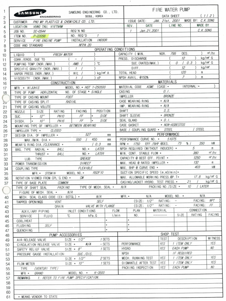 Approved Att #2 P-2205B Pump Datasheet | PDF