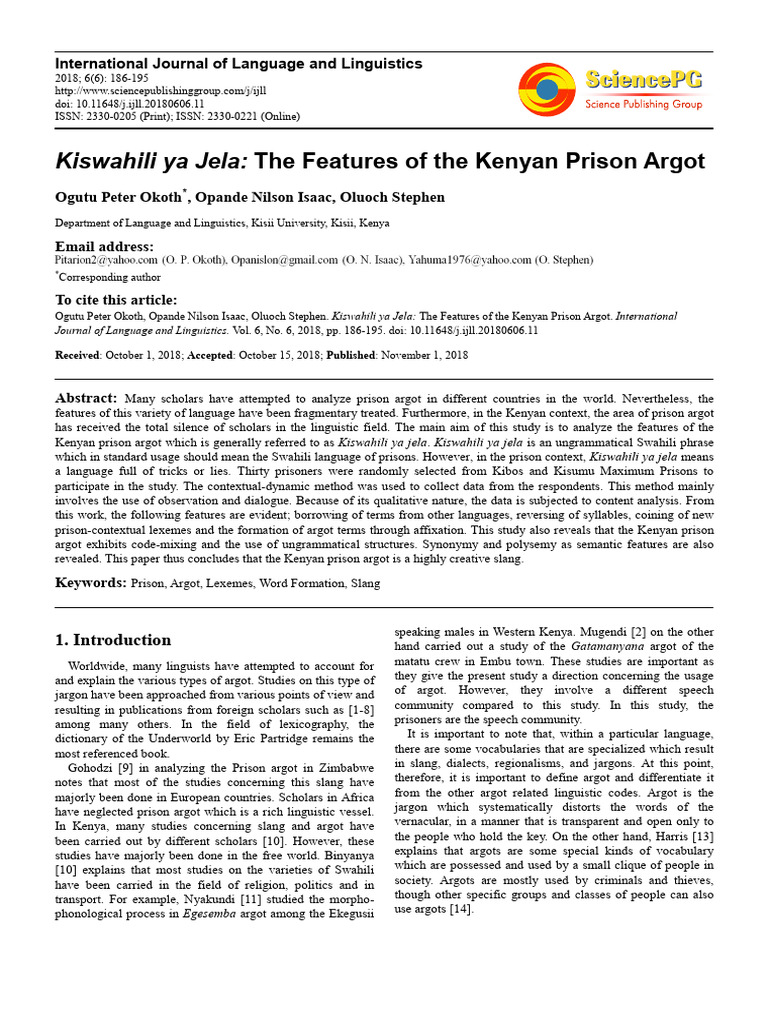 Publication 2 Kiswahili Ya Jela | PDF | Word | Slang