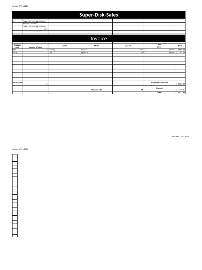 Invoice Kaeshav Varshan Practical HW Final | PDF