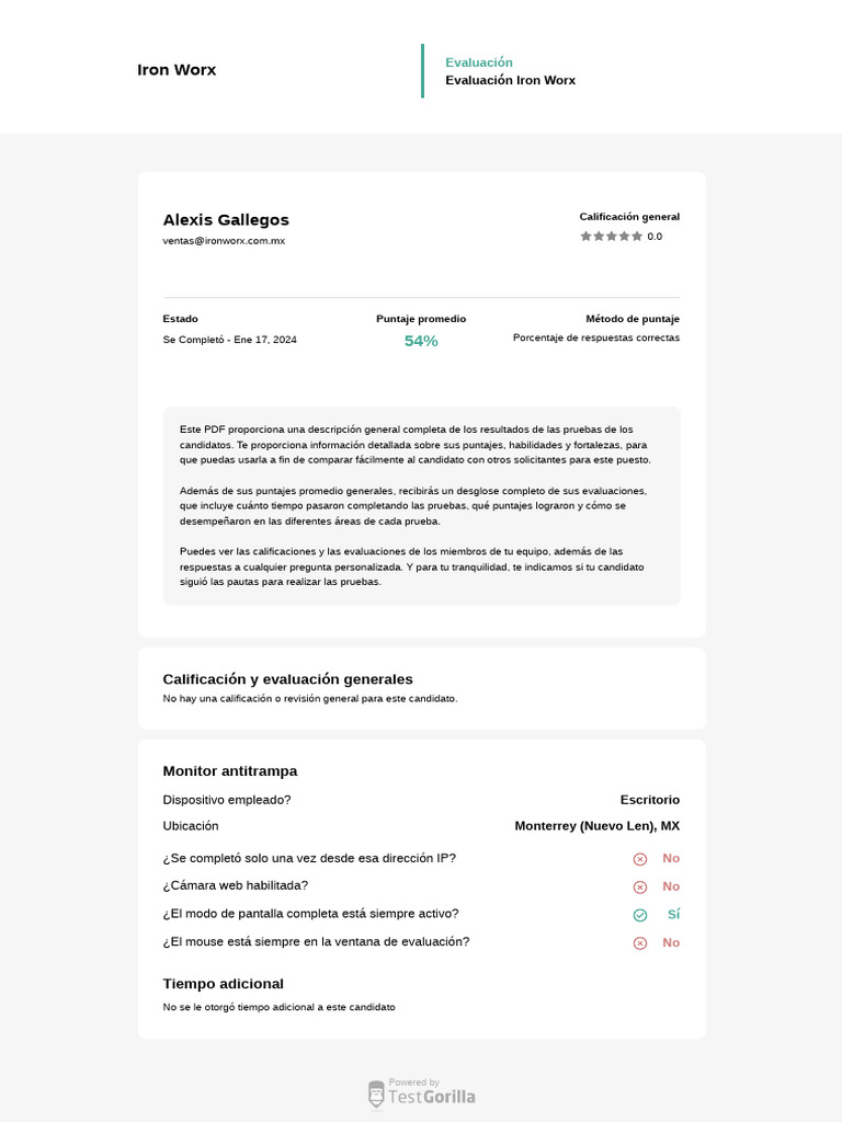 Alexis Gallegos Evaluacion Iron Worx | PDF | Comunicación ...