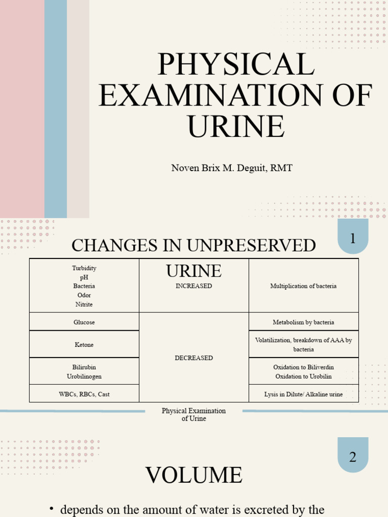 Physical Examination of Urine | PDF | Urine