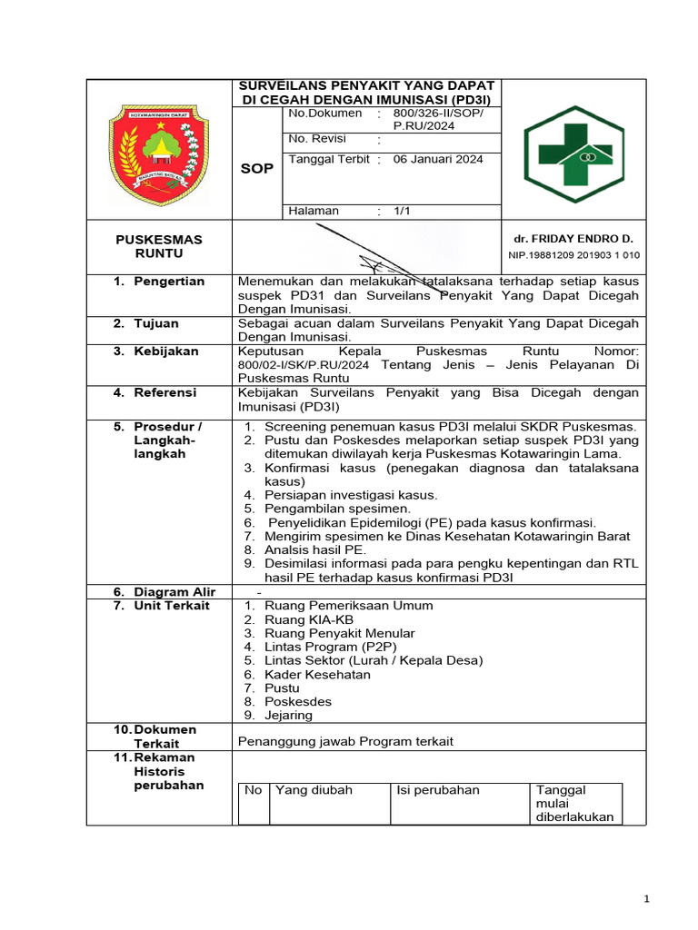 Sop Surveilans Pd3i | PDF