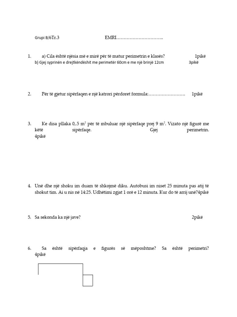 Test Tremujori III Grupi B | PDF