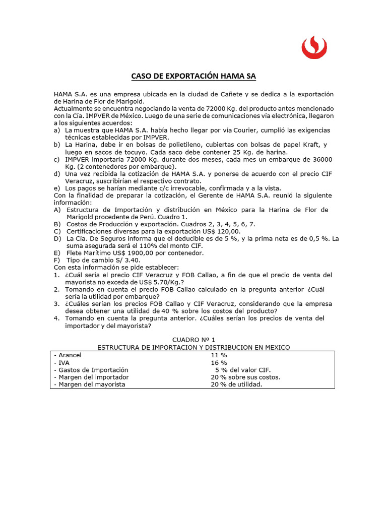 Caso de Exportación HAMA SA | PDF | Economias