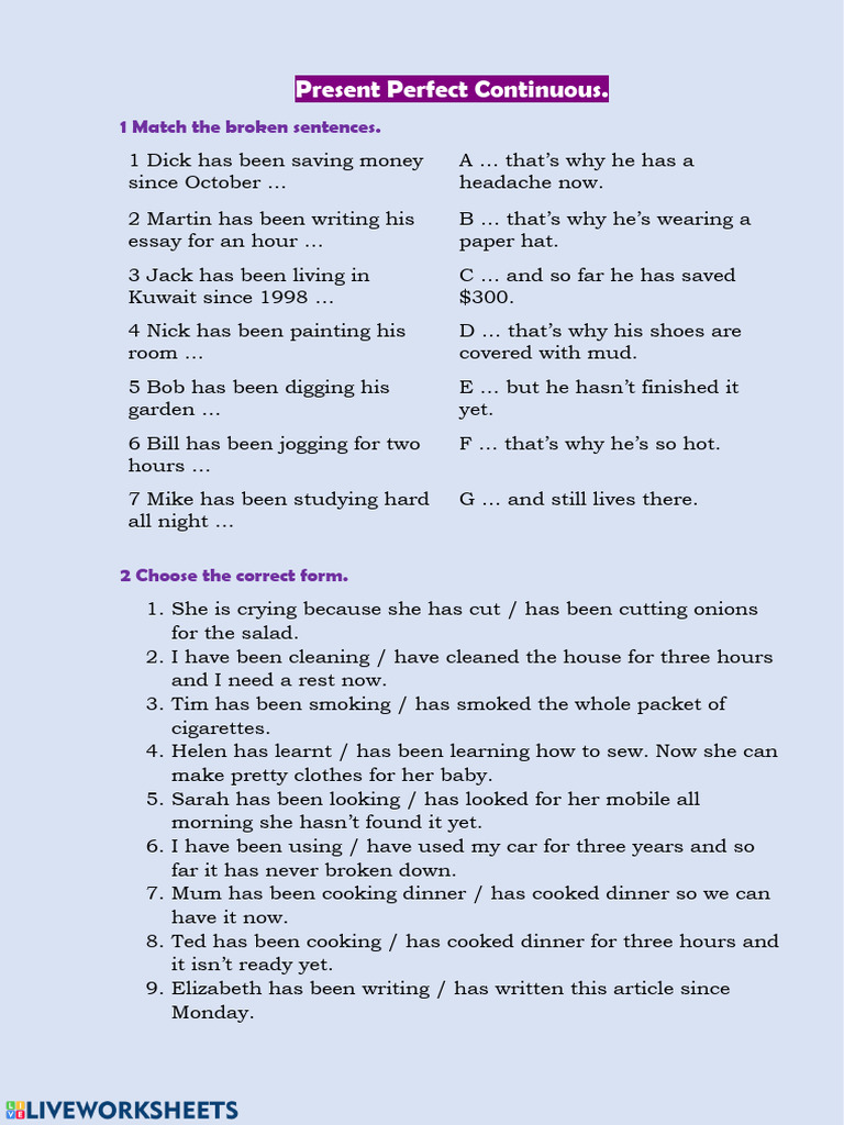 Present Perfect Continuous 1 | PDF