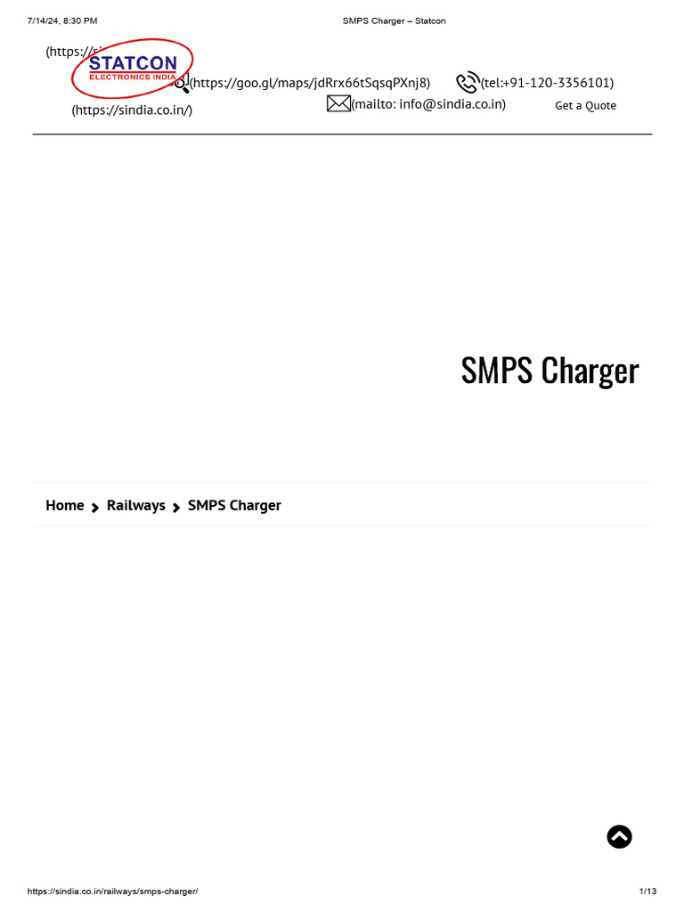 SMPS Charger - Statcon | PDF | Battery Charger | Manufactured Goods