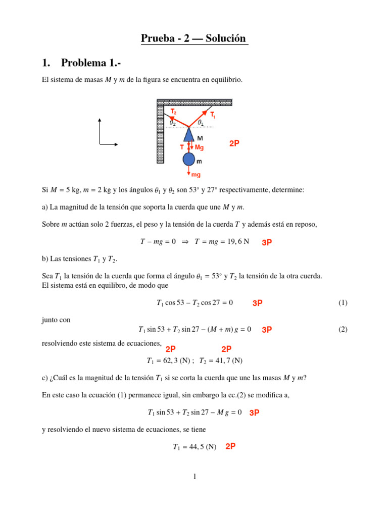 Prueba 2 - Solucion | PDF | Fricción | Tensión (Física)