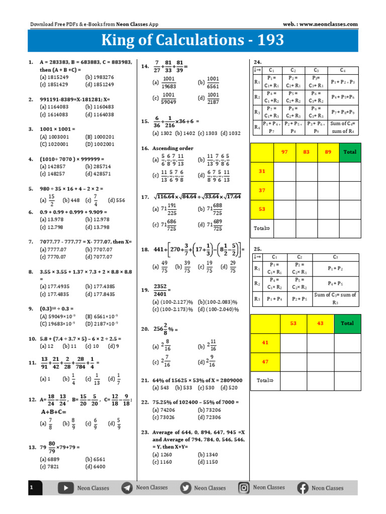 Free Math e-Books from Neon Classes | PDF