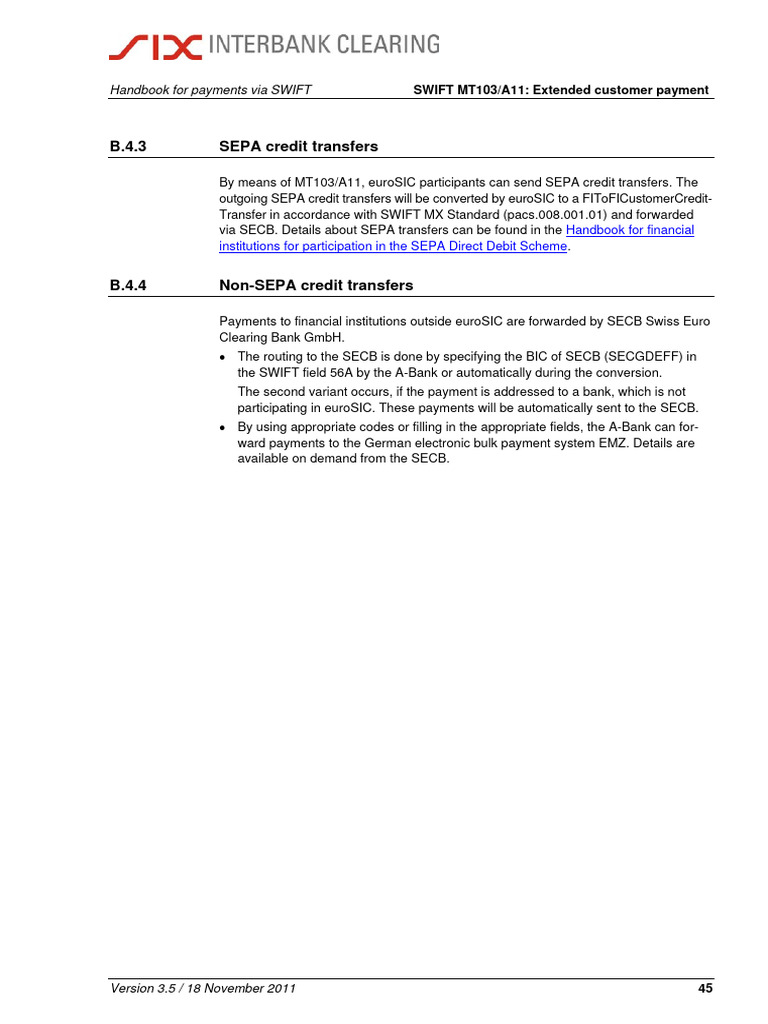 SWIFT Handbook Pages 45 | PDF | Finance & Money Management | Computers