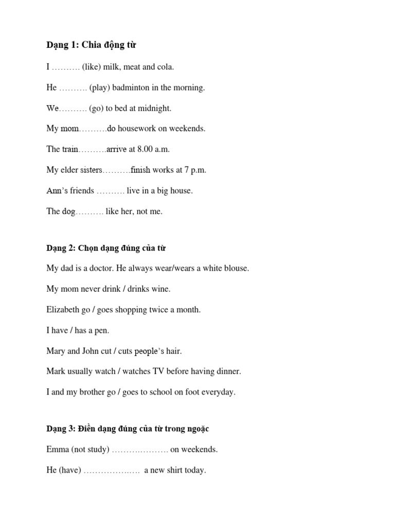 An Worksheet Present Simple 1 Pdf